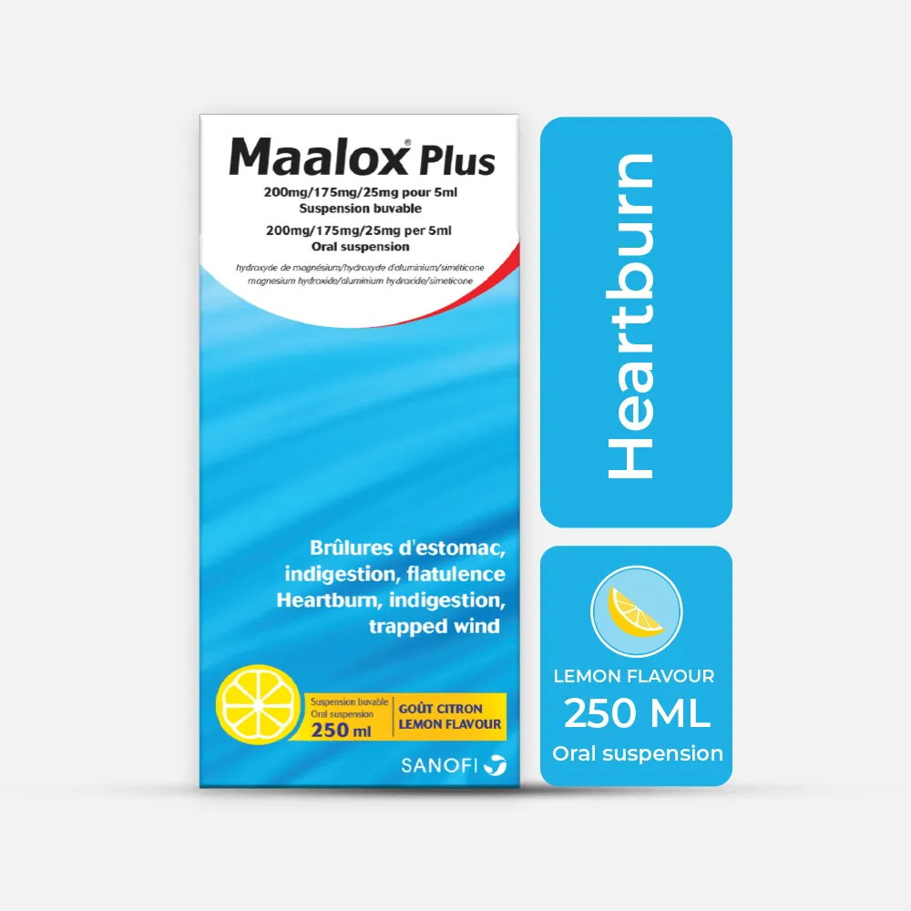 مالوكس بلس شراب للحموضة وحرقة المعدة وعسر الهضم بطعم الليمون | 250مل - شفاء