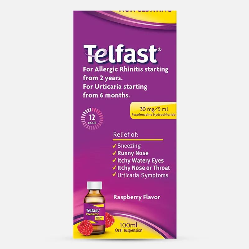 تلفاست شراب للاطفال لأعراض البرد والحساسية بطعم التوت | 100مل - شفاء