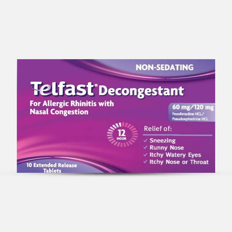 برشام تلفاست مزيل للاحتقان والحساسية telfast decongestant | ١٠ اقراص - شفاء